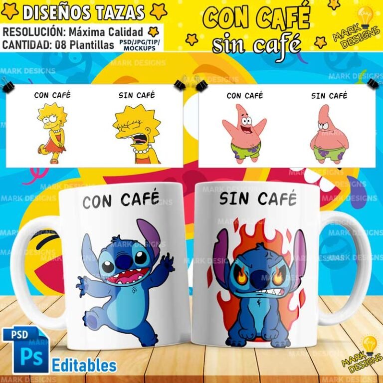 Diseños Con Café Sin Café para Sublimar Tazas - Mark Designs