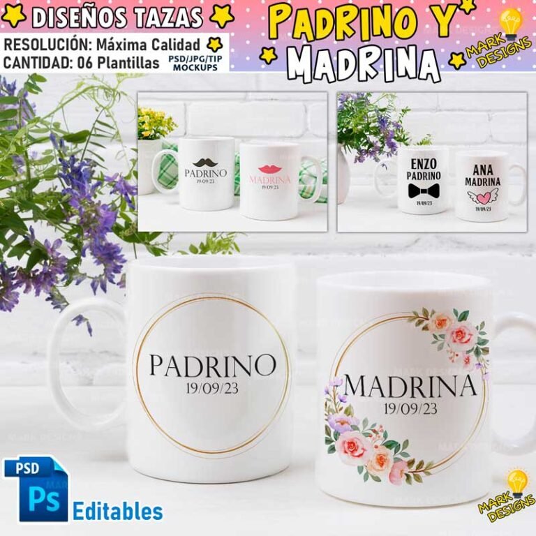 Diseños Padrino Y Madrina Tazas Personalizados - Mark Designs